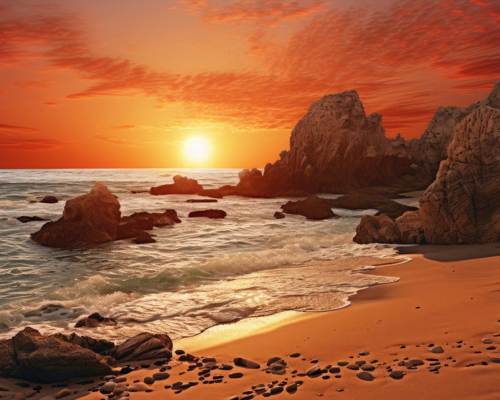 Leinwandbilder - Sonnenuntergang über den Felsen am Meer – ZUTY DE